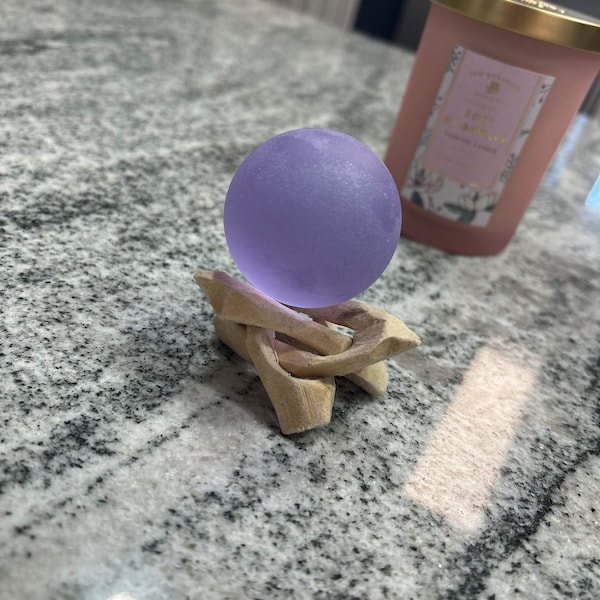 Purple - Glass Ball With Wooden or Geometric Metal Stand - Etsy