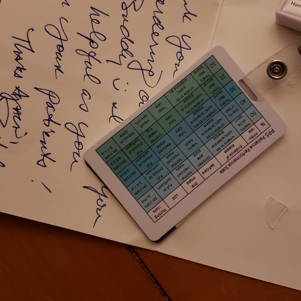 Hospice Nurse PPS FAST Scales Reference Card, Palliative Care PVC Badge ...