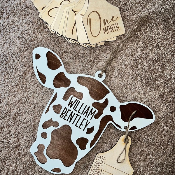 Western Birth Announcement, Birth Stat Sign, Cow Head Baby Name, Baby ...