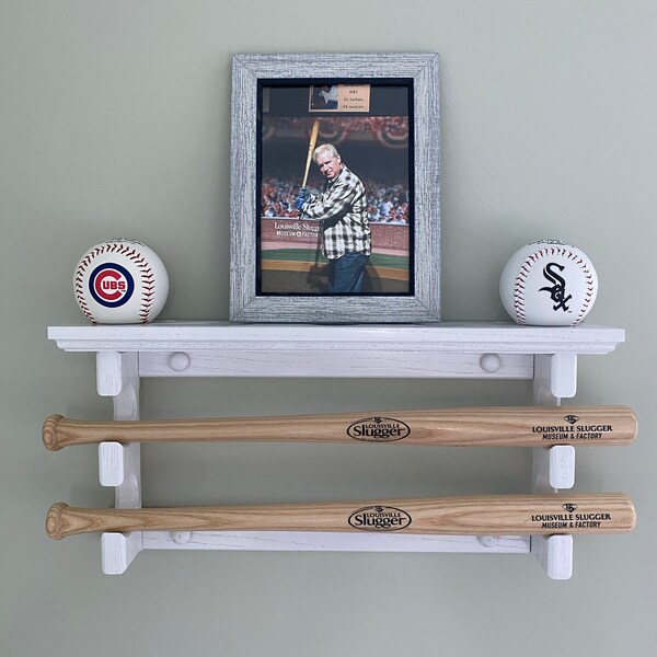 2 Bat Horizontal Mini Bat Rack With Baseball Shelf - Etsy