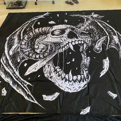 Skull Exploding Demon Dagger Large Wall Tapestry Demon Wing Version ...