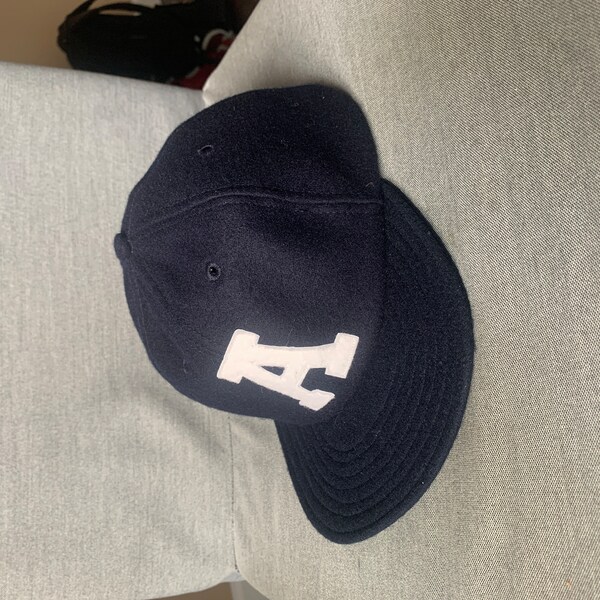 Light Grey Melton Wool 8 Panel Baseball Cap With Navy Soutache, Eyelets ...