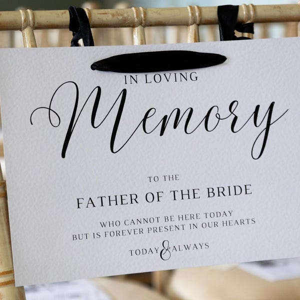 Reserved Seat Tag, in Loving Memory Tag, Wedding Sign for Those Not ...