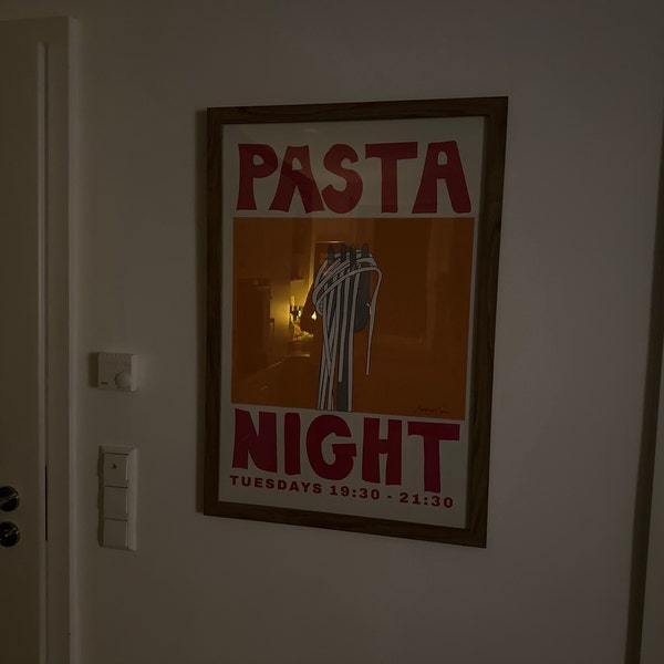 Pasta Night Poster Spaghetti Poster Food Print Modern Kitchen Decor ...