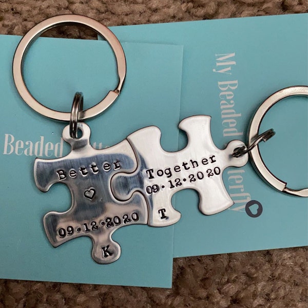 Personalized Keychain - Couples Keychains, Better Together, Puzzle ...