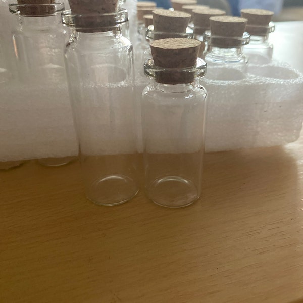 Glass Bottles With Corks, 5, 10, 15, or 20 Ml Clear Empty Jars With Cork Stopper Lids, Vials for ...