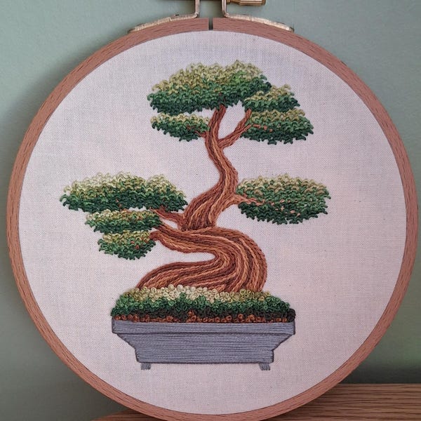 Bonsai Tree Embroidery Pattern PDF - Hand Embroidery DIY Decor Wall Art ...