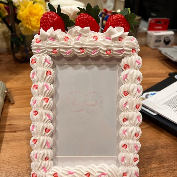 Fake Cake Photo Frame Valentines Day Theme Heart Sprinkles 4x6 / 5x7 ...