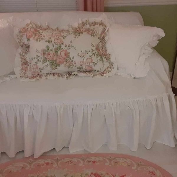 Slipcover | Ruffled Slipcover | Sofa Cover | Sofa Scarf | Slip Cover ...