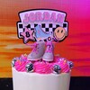 Pink Checkered Cake Topper Preppy Cake Topper Girls 1st Birthday Cake ...