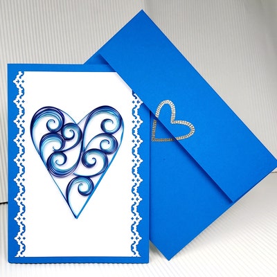 Light Blue Quilled Flower Card - Etsy