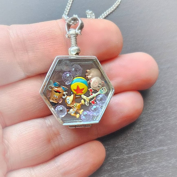 New Fillable Gold Locket Hexagon Locket Beehive Glass Locket Gems Gold ...
