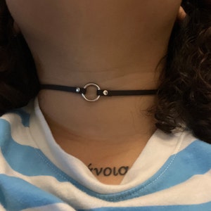 Small Black O Ring Choker, Gothic Thin Vegan Leather Collar Choker ...