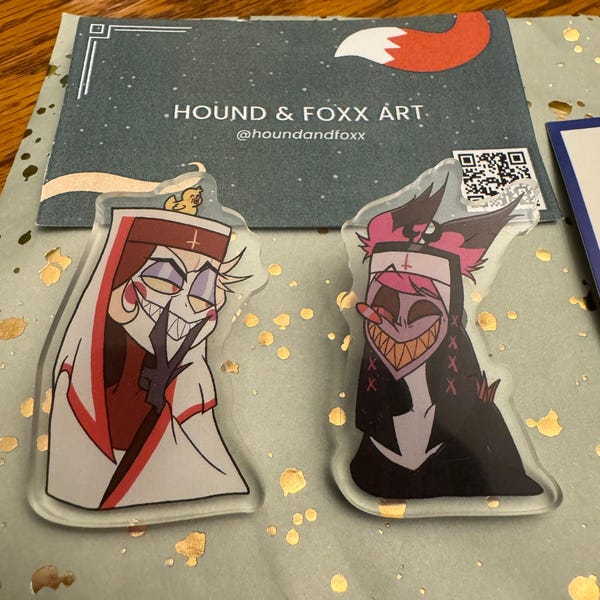 IN STOCK: Lucifer and Alastor Radioapple Nun Hazbin Hotel Keychains - Etsy