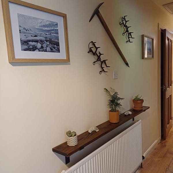 Solid Wood Radiator Shelf With Brackets | Rustic Narrow Shelf for ...