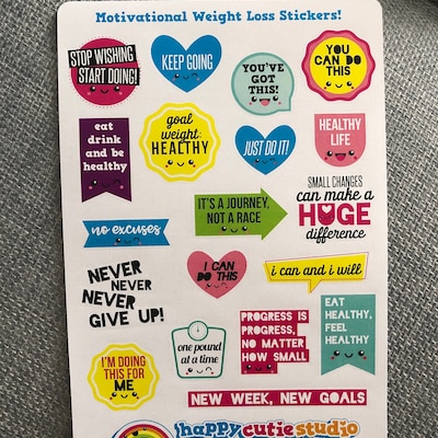 19 Cute Motivational Weight Loss/healthy Eating/diet Planner Stickers ...