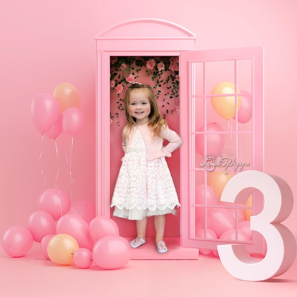 Digital Third 3 Year Birthday Backdrop, Baby Girl Birthday Background ...