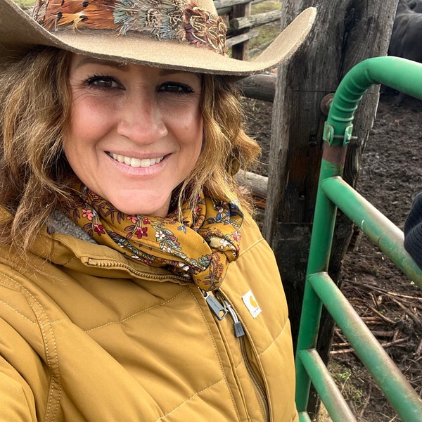 Beige Dainty Floral Wranglin Rag Cowboy Scarf Wild Rag - Etsy