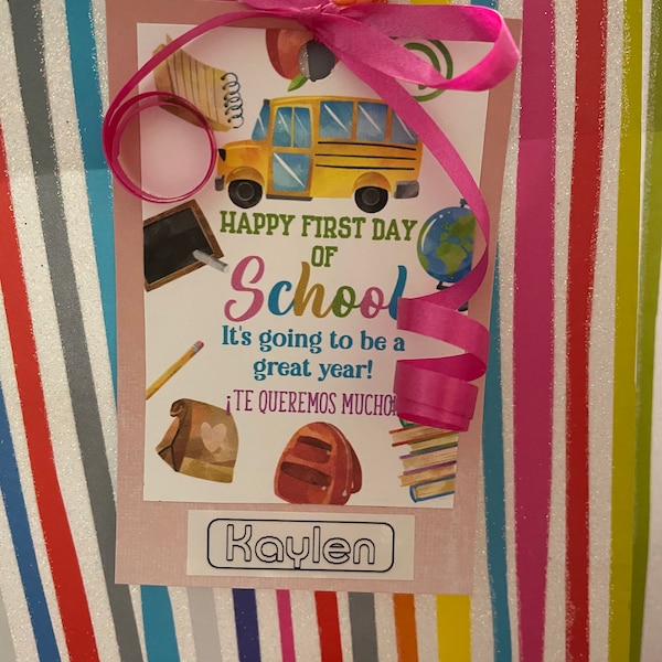 First Day of School Tag Back to School Label School Gift Tag Kids ...