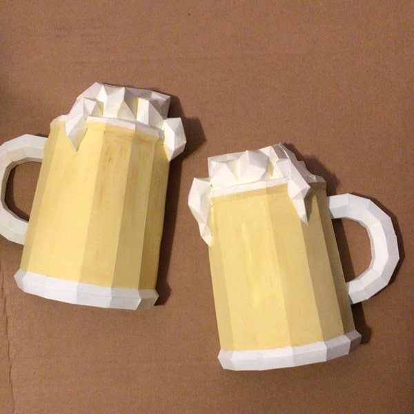 Beer Glasses Papercraft Sculpture, Printable 3D Puzzle, Papercraft Pdf ...