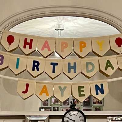 Personalised Happy Birthday Flag Felt Flag Happy Birthday Decoration ...