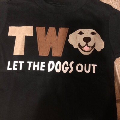 TWO Birthday Shirt, TWO Let the Dogs Out, Puppy, Dog, Pet Adoption ...