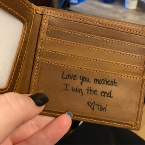 Handwriting Men's Wallet Engraved Memorial Signature - Etsy