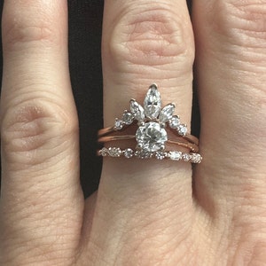 Vintage Moissanite Engagement Ring Set Marquise Cut Vintage Rose Gold ...