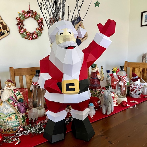 Santa Claus Papercraft PDF, SVG Template for DIY 3D Santa Claus ...
