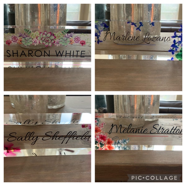 Personalized Desk Name Plate| Daisy Design Office Desk Decor on Clear ...