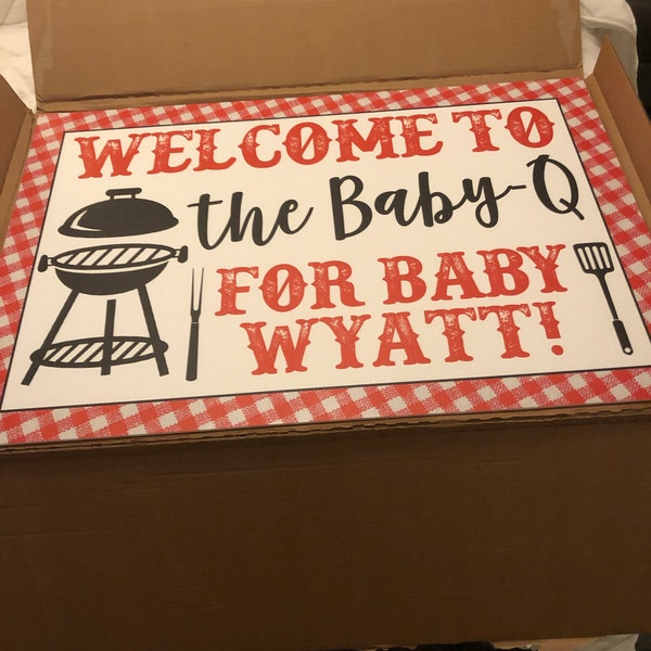 Baby Q Baby Shower Sign, Barbeque Baby Shower Yard Sign, Baby-q Welcome ...