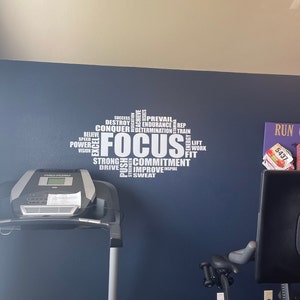 Focus Wall Decal Motivational Sign Gym Quote Word Cloud Poster Fitness ...