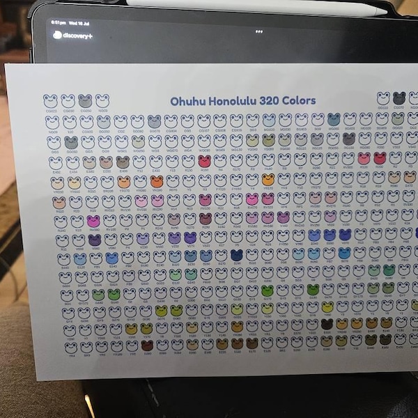Ohuhu Honolulu 320 Color Swatch Chart Printable Marker Swatch Card ...