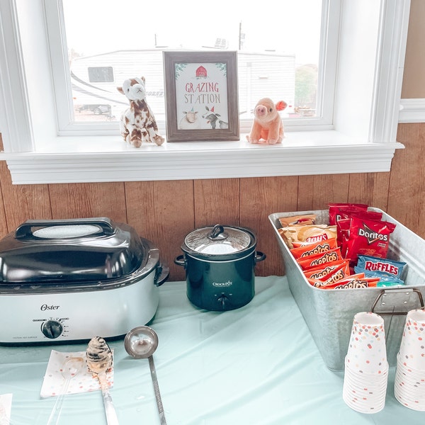 Grazing Station Food Party Sign Farm Birthday Sign Table Decor Barnyard ...