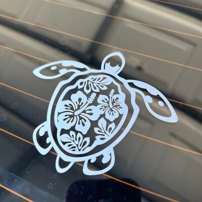 Turtle Hibiscus Flower Decal, Available in Many Sizes and Colors ...