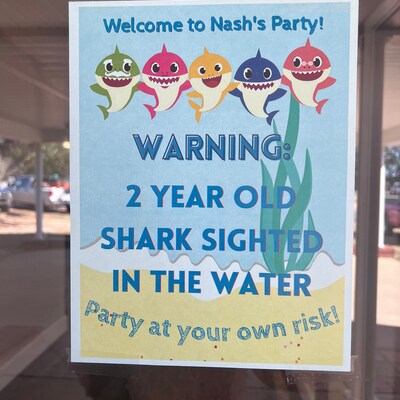 Printable Baby Shark Food & Drink Signs Pink Baby Shark Editable Sign ...