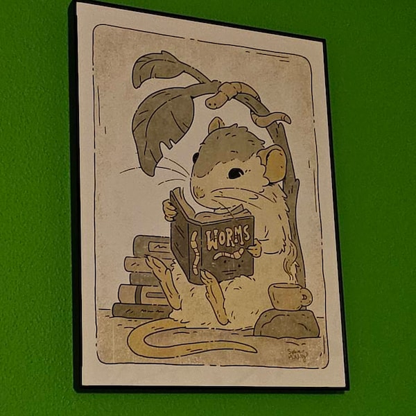 Bookworm Rat Art Print - Etsy