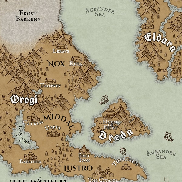 Custom Parchment Fantasy Book Map | Large | Roleplaying Map | DND ...