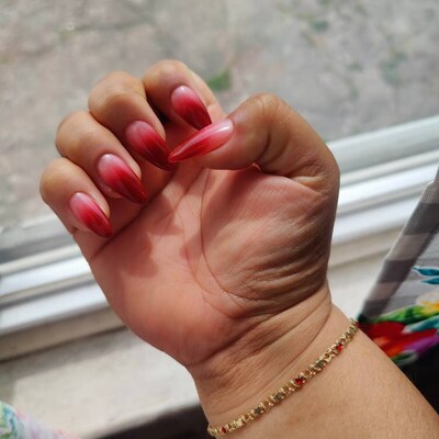 Handmade Baroque Cupid Arrow Lace Stripe Bow Nude Pink Press on Nails ...