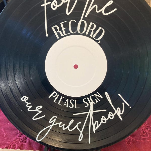 Signature Vinyl Record Sticker for Wedding Guest Book Personalized ...