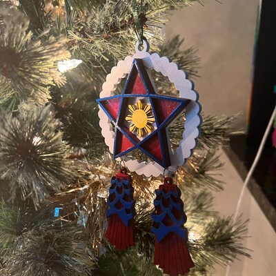 Filipino Parol Wood Ornament White, Red & Blue 2022 - Etsy