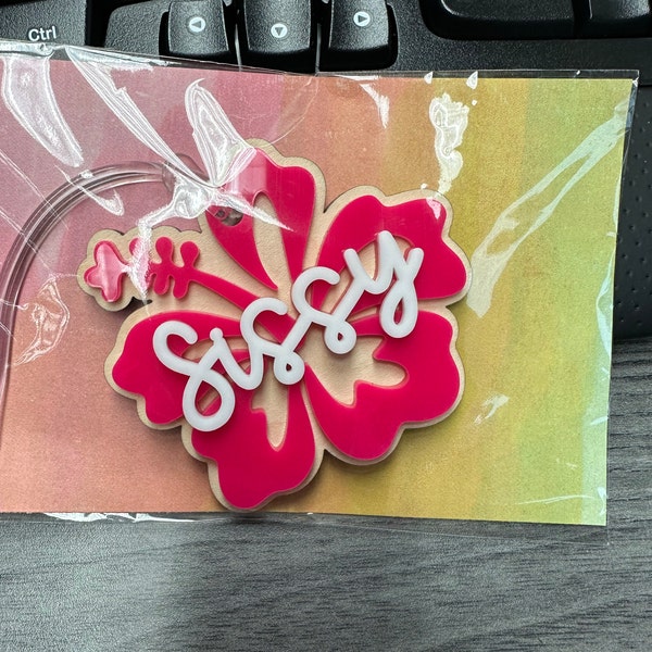 Hibiscus Flower Backpack Name Tag, Flower Bag Tag, School Name Tag ...