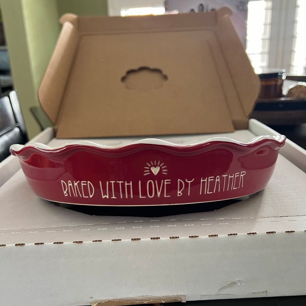 Made With Love Personalized Ceramic Pie Dish, Personalized Mother's Day ...
