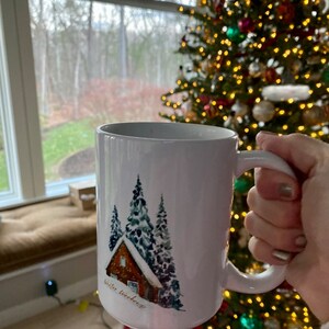 Cute Village Scene Mug, Scandinavian Christmas Town Coffee Cup, Winter ...