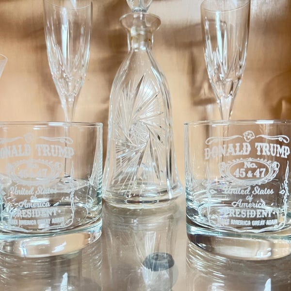 Donald Trump Presidency Design Laser Engraved Whiskey Glass, MAGA ...