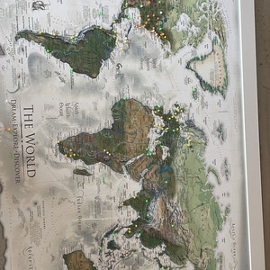 Nautilus World Map Push Pin, World Map Wall Art With USA National Parks ...