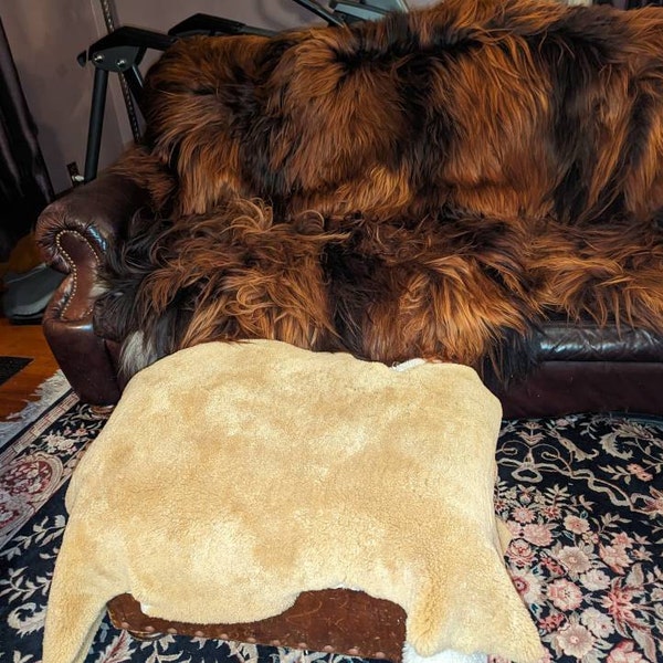 Genuine Natural Icelandic Black Brown Sheepskin Rug, Pelt, Giant ...