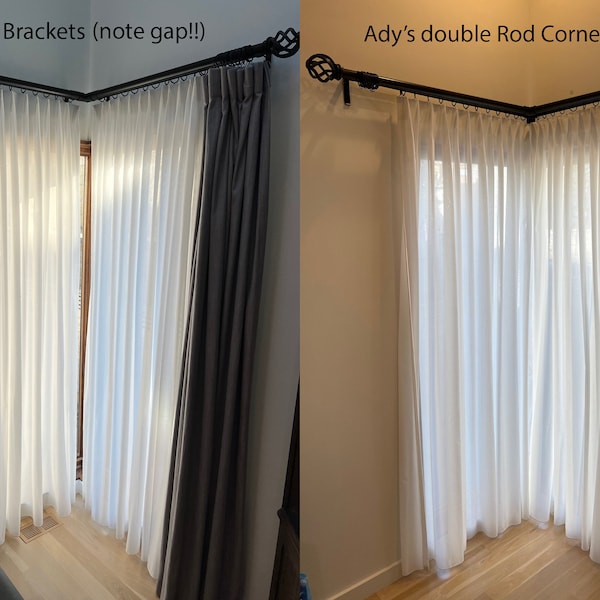 Double Rod Corner Bracket, Wood Pole or Iron Bracket (1-EACH) Drapery ...