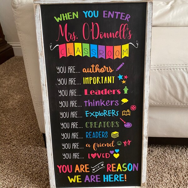 Personalized Teacher Classroom Wood Sign: Inspirational Decor - Etsy
