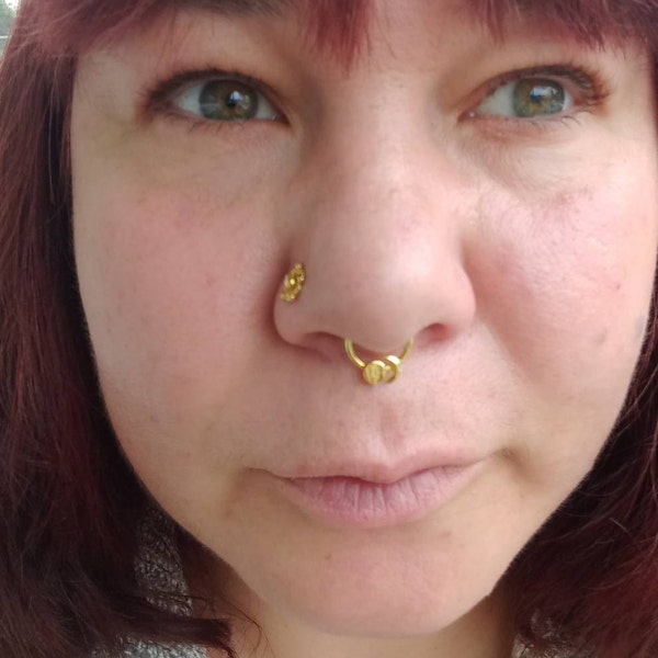 Moon Phases Septum Ring, Septum Piercing, Rose Gold Septum Ring 14g, Dainty Septum Jewelry, Tiny ...